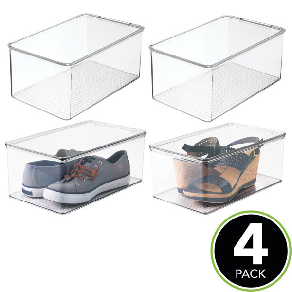 mDesign Plastic Closet Shoe Storage Organizer Box with Hinged Lid | Wayfair